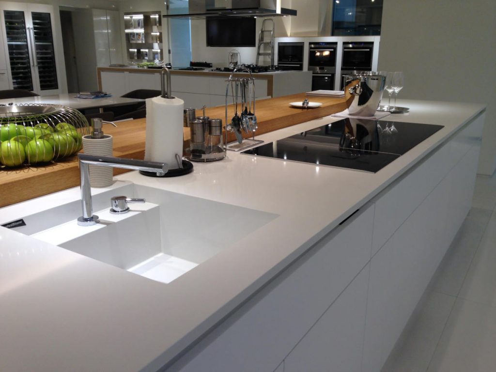 Technistone Crystal Absolute White Quartz Worktops - Bluestone