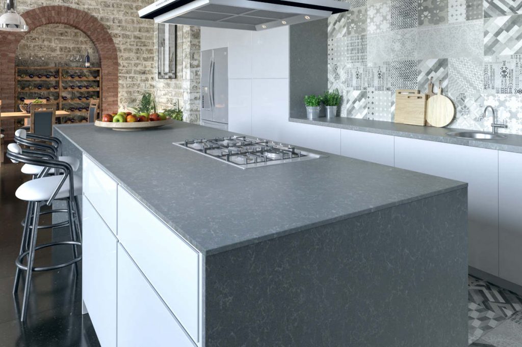 Technistone Noble Pro Cloud Quartz Worktops - Bluestone