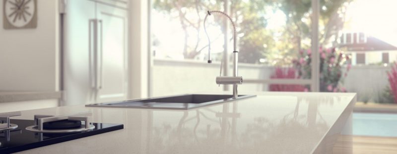 Caesarstone Ocean Foam Quartz Kitchen Surfaces - Bluestone