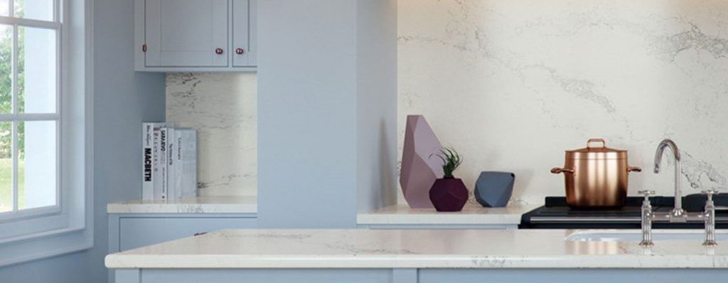 Caesarstone Statuario Maximus Quartz Kitchen Surfaces - Bluestone