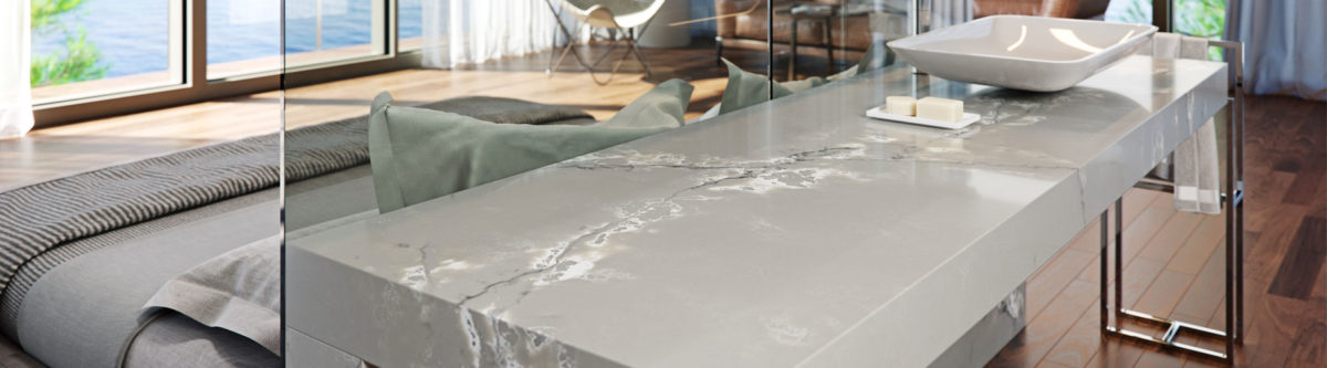 Compac Ice White Quartz Worktops - Bluestone